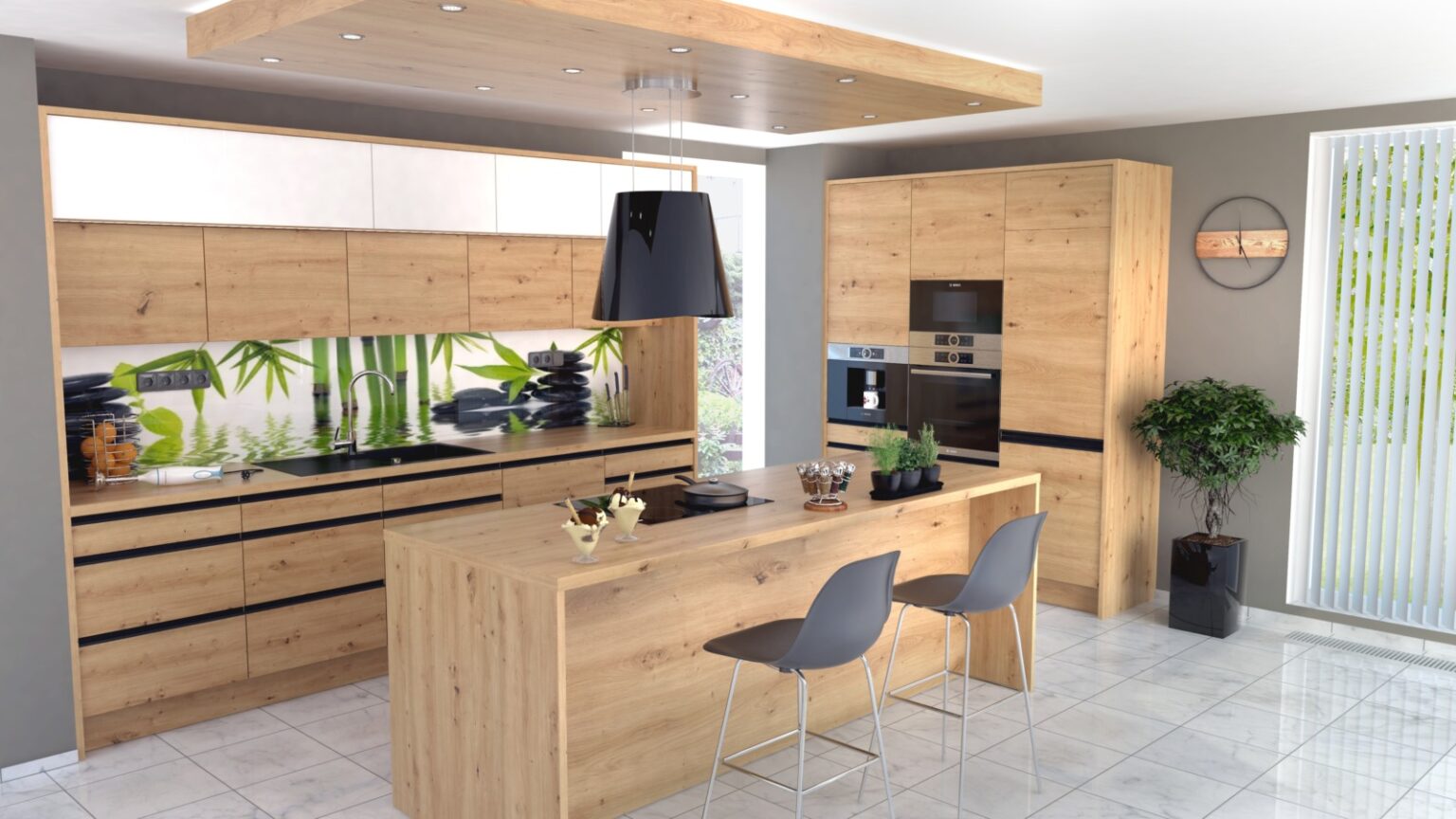 Kuchyně s ostrůvkem inspirace – Moderní liniová kuchyně s ostrůvkem